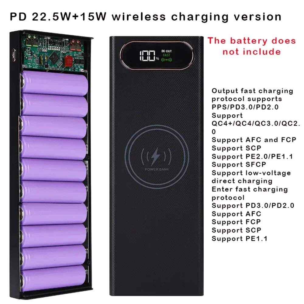 ICANING 18650 Power bank Case L10 PD QI