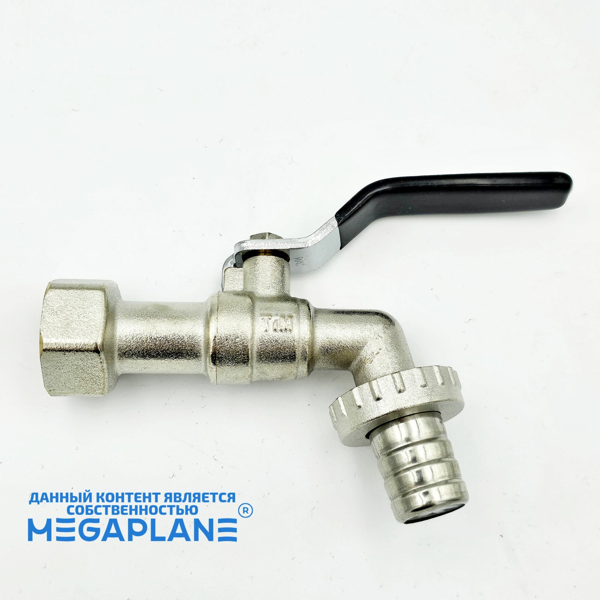 Кран водоразборный со штуцером, 1/2" внутренняя резьба, усиленный, рычаг TIM DE1224F