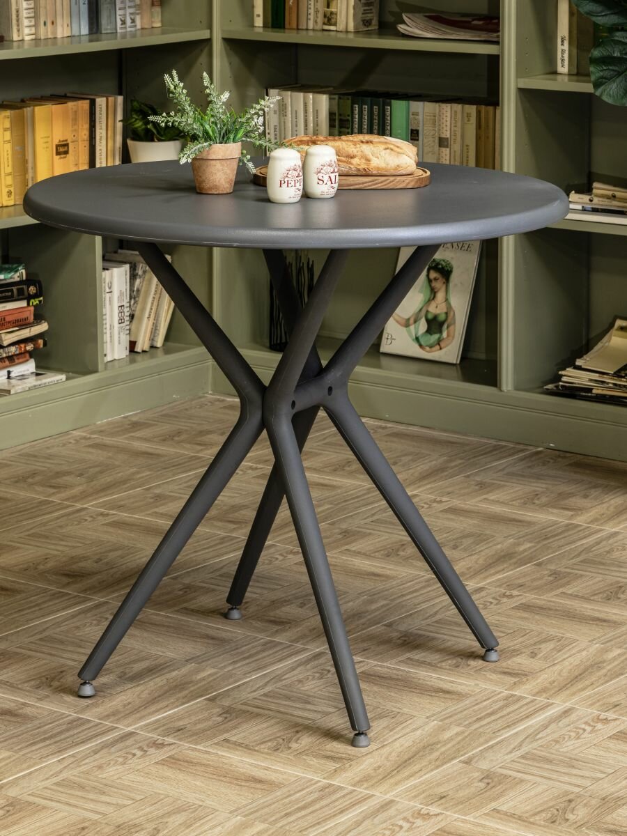 Круглый садовый обеденный стол Royal Family TOM из пластика, серый