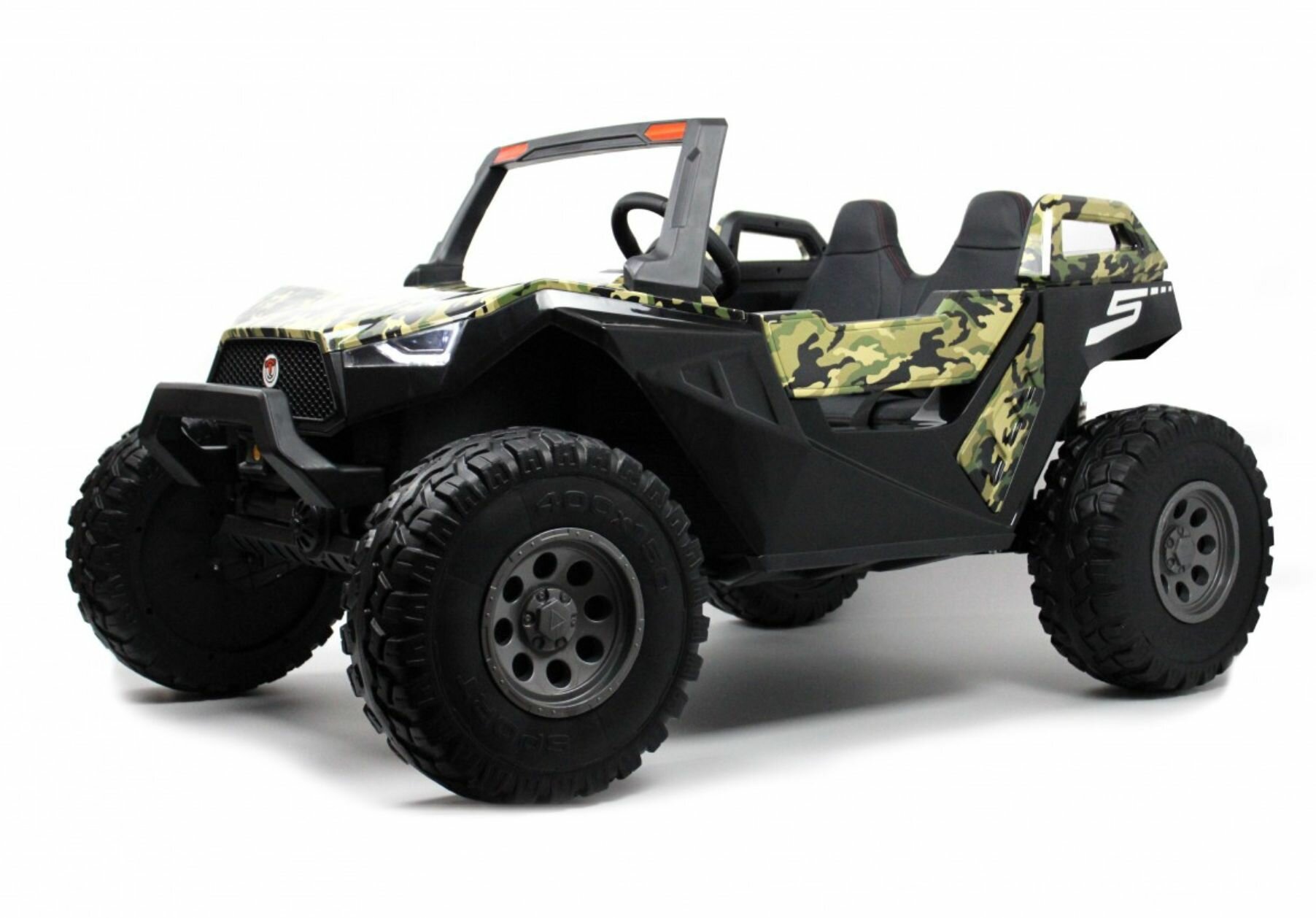 Детский электромобиль RiverToys A707AA 4WD с дистанционным управлением, двухместный, зеленый камуфляж + пульт