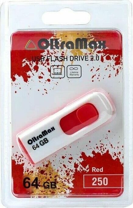 Флешка USB флеш карта OM-64GB-250-красный