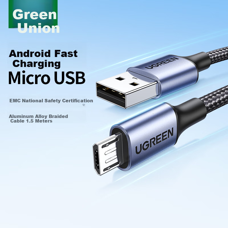 UGREEN Android Data Cable MicroUSB Charging Cable 2A Fast Charger Power Line for Huawei Xiaomi Vivo Honor Oppo Samsung Mobile Phone Mini Fan Power Bank 1.5m