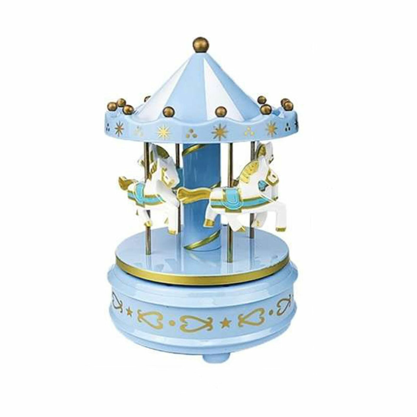 Музыкальная коробка-карусель с LED подсветкой, 4 лошадки, детская игрушка