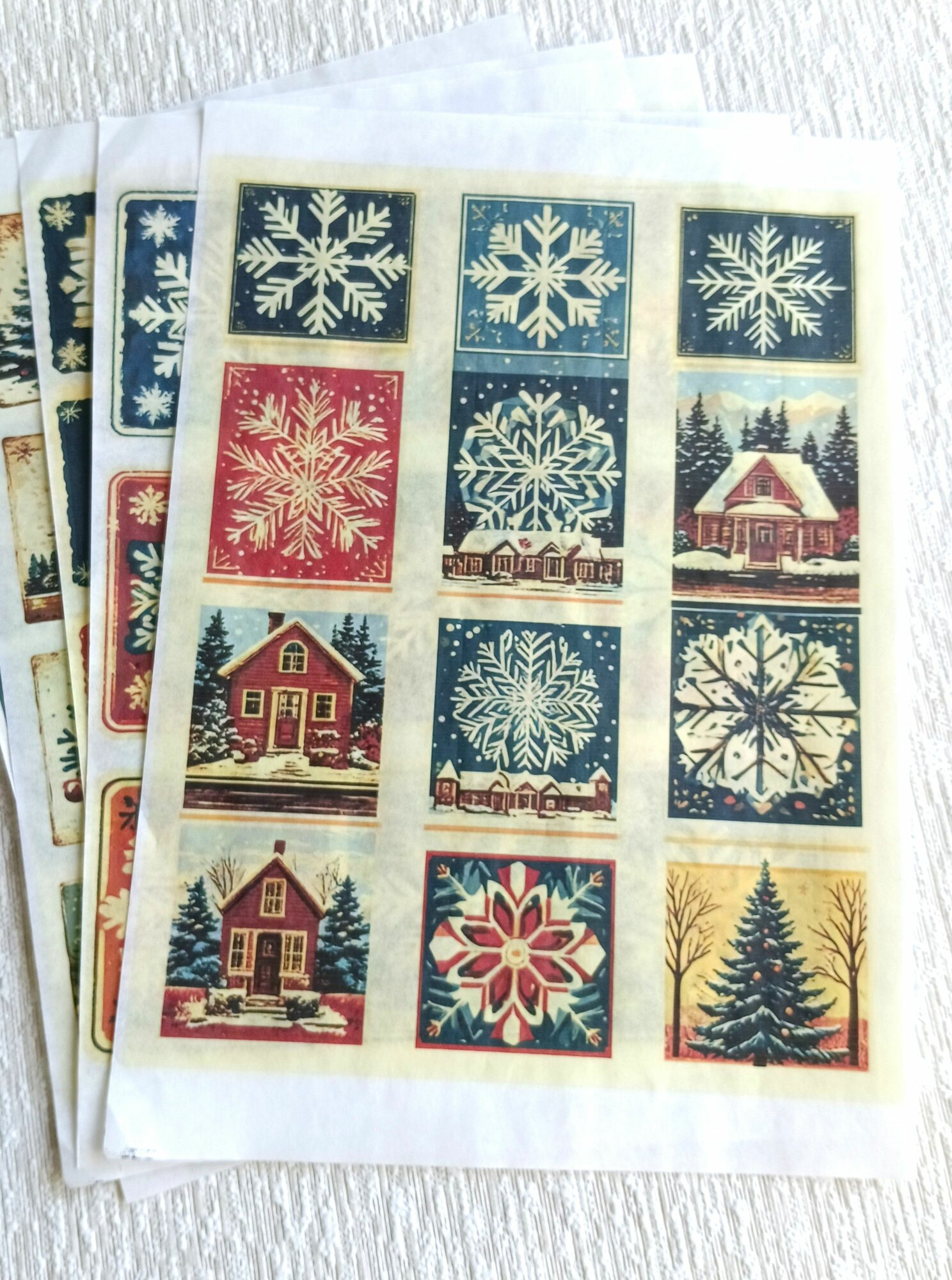 Набор бумаги для декупажа 5 листов А4, 40 гр/2м.