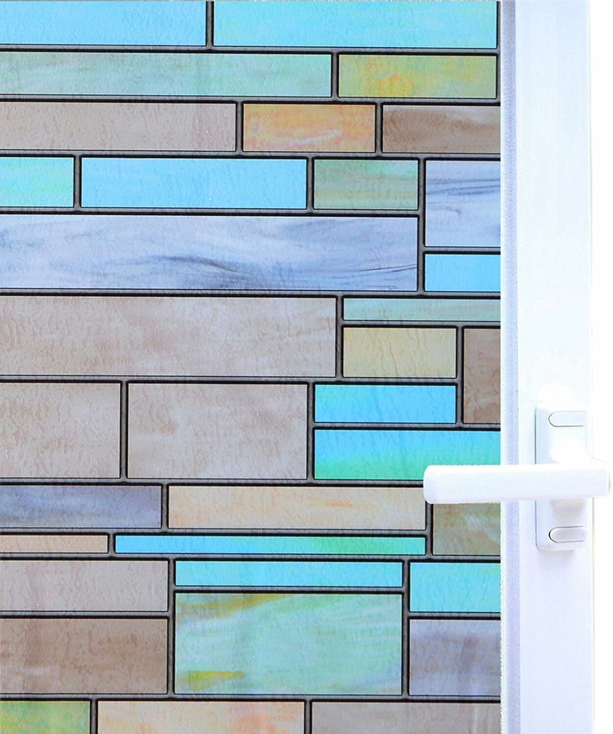 Неклеящаяся оконная пленка с защитой от УФ-излучения, 100% приватная витражная пленка, электростатическая антибликовая пленка с эффектом цветной плитки для офиса, дома, ванной комнаты, спальни, кухни, 44,5 x 200 см