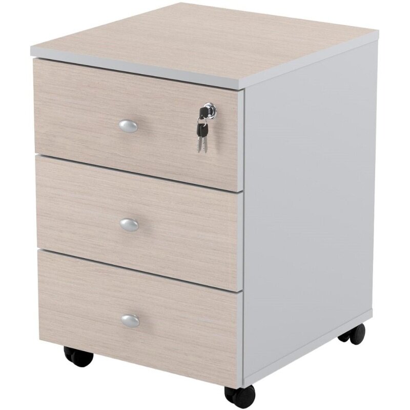 Тумба подкатная EASY TO LEAD Easy LT 16/16 400x420x530 мм, 3 ящика, светлый дуб/серый