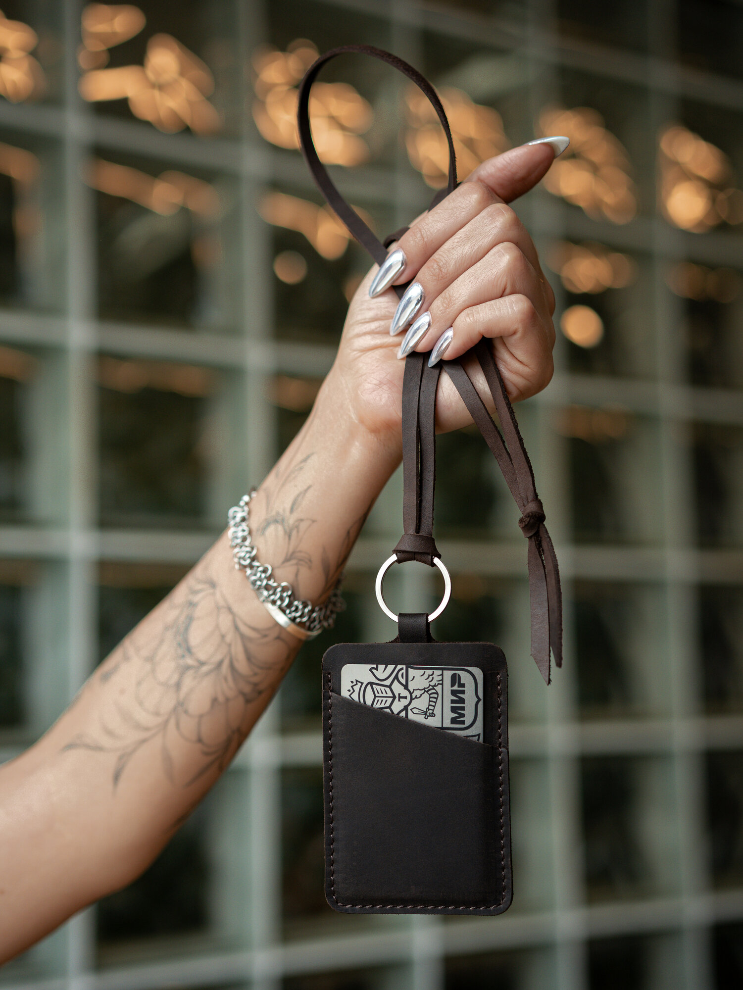 Кожаный картхолдер чехол бейдж для пропуска/Футляр для карт, проездного из натуральной кожи