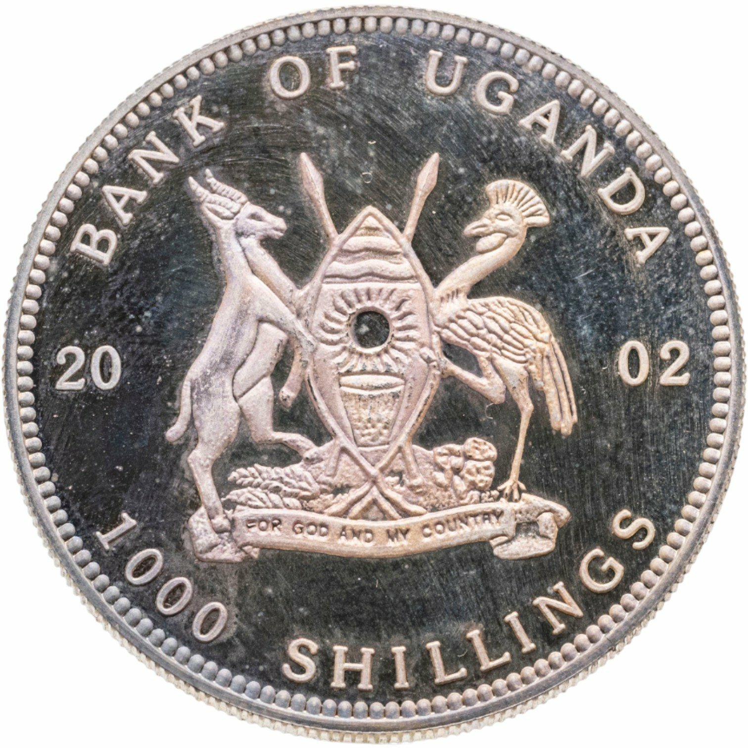 Уганда 1000 шиллингов 2002 "Фауна Африки - горилла стоит"