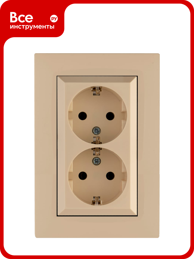 Розетка MAKEL 2-я с заземлением СП KAREA RIZZ 16А IP20 крем. 88010082, 16 А, надежное
