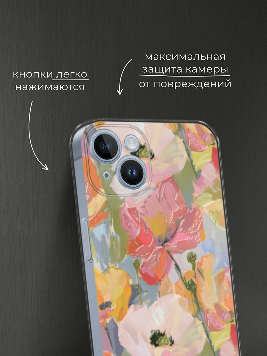 Чехол на Apple iPhone 14 / Айфон 14 с принтом "Акварельные анемоны" — фото 1