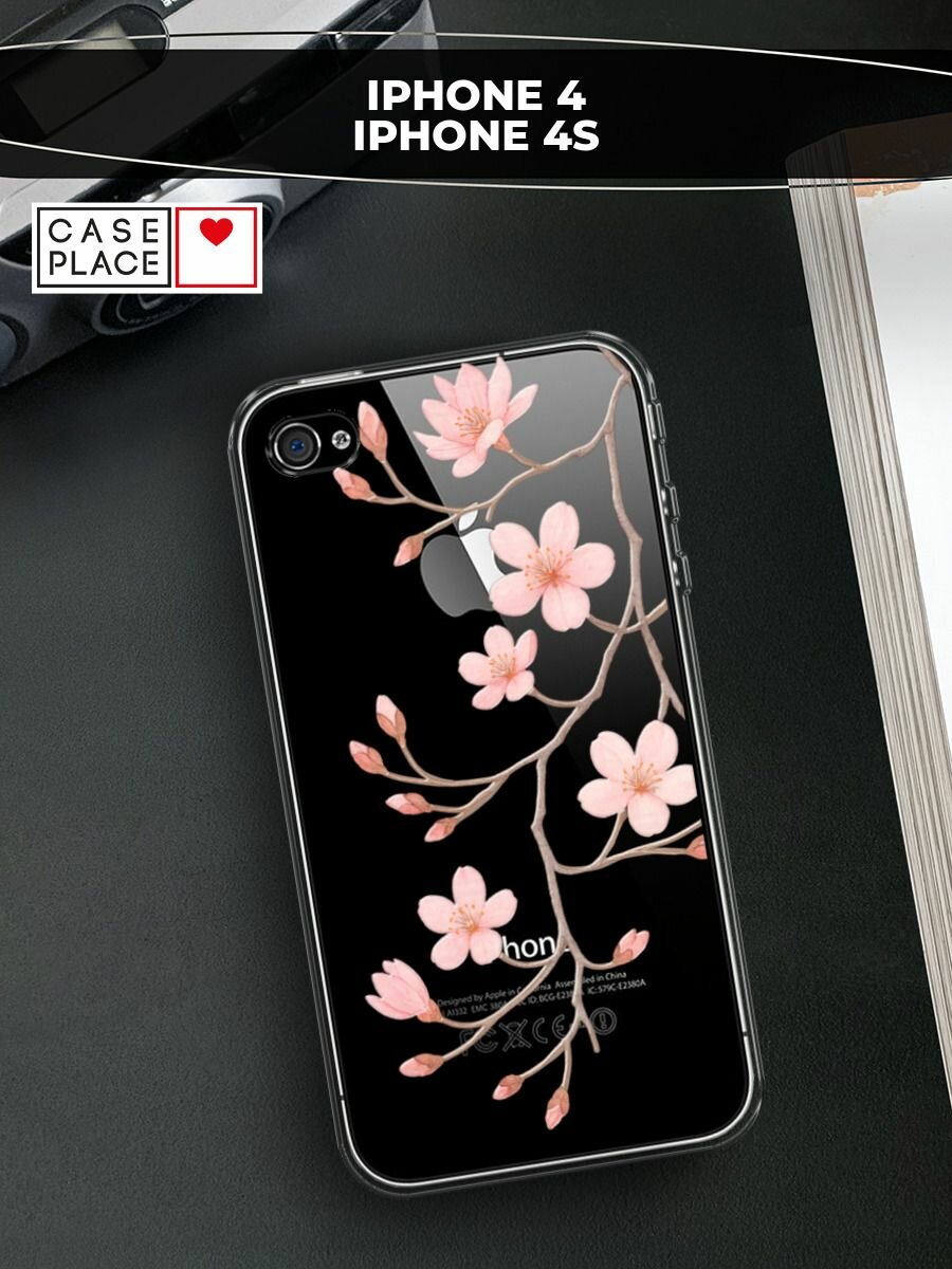 Чехол на Apple iPhone 4/4S / Айфон 4/4S с принтом "Веточка распускающейся сакуры 2"