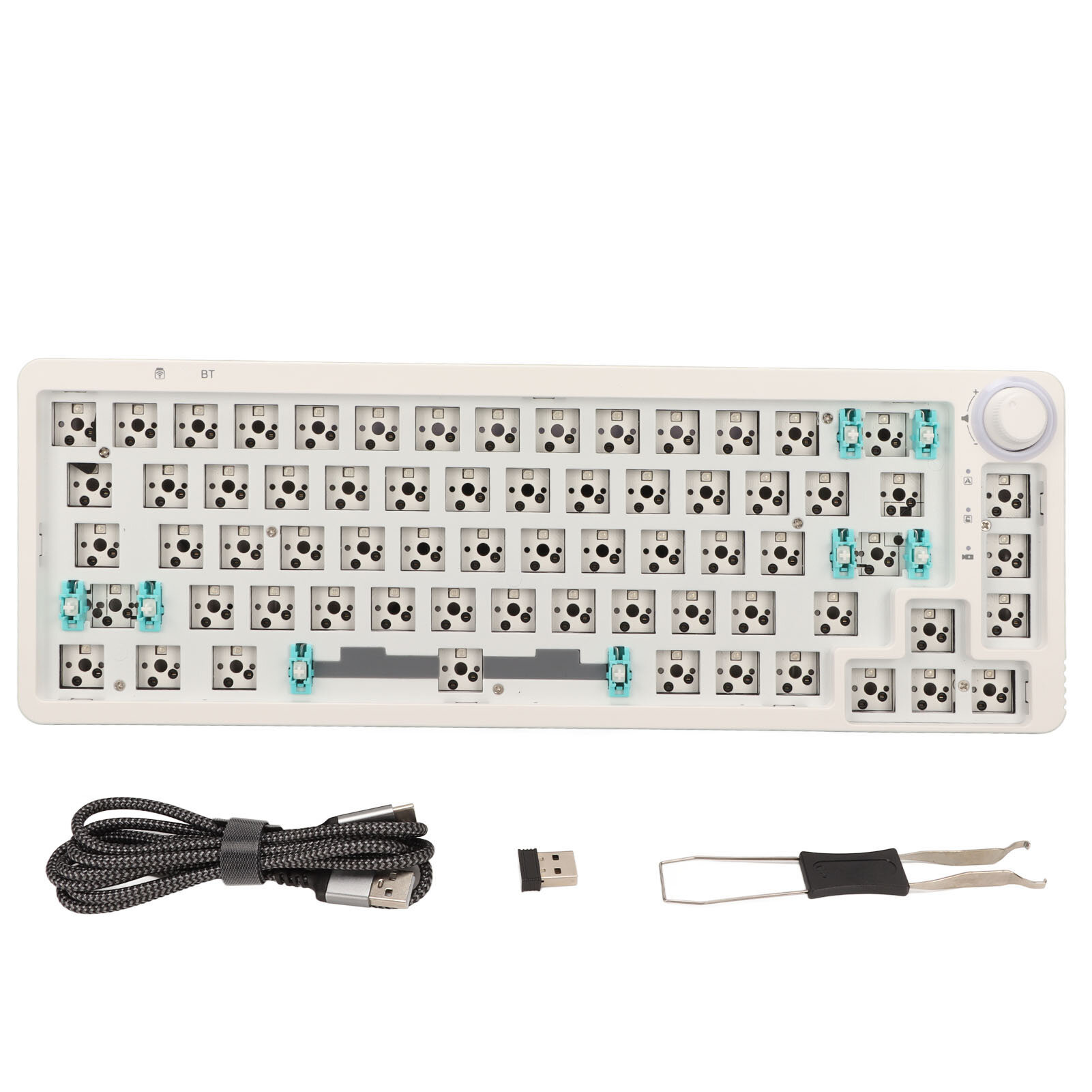 Механическая клавиатура модульная rgb 67 клавиш hot swap 3 и 5 пин программируемая три режима usb c 2 . 4 ггц белая