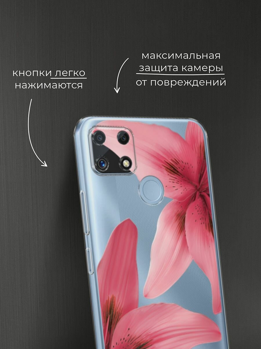 Чехол на Realme C25/C25s / Реалми С25/C25s с принтом "Pink flower" — фото 1