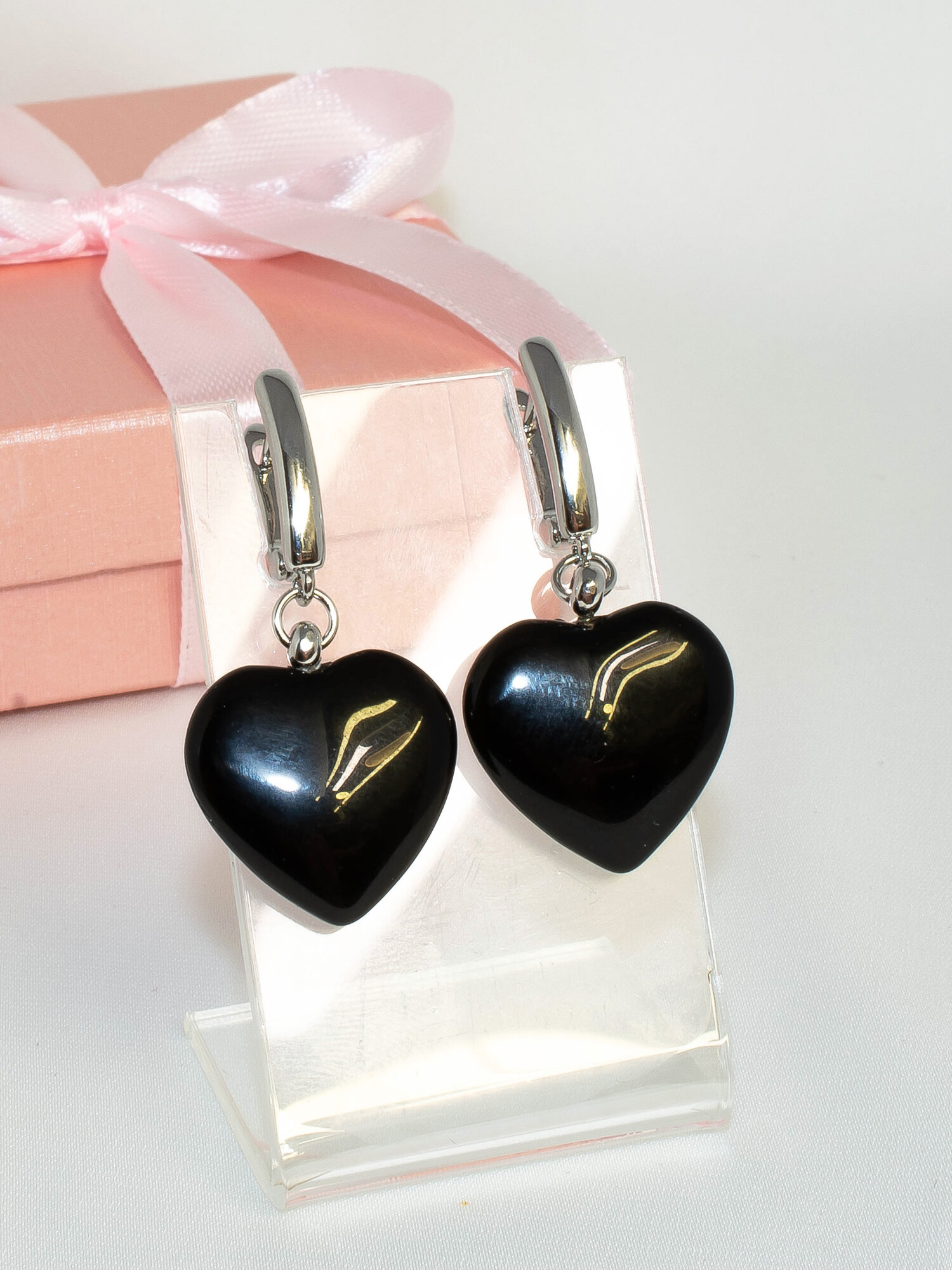 Серьги двусторонние, агат