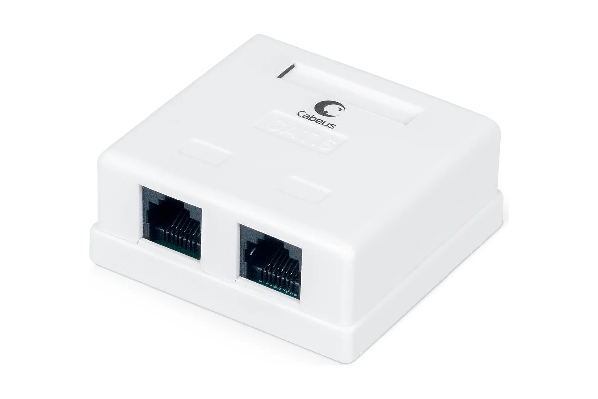 Cabeus RJ-45 8P8C Cat.6 двойная внешняя розетка Dual IDC WS-8P8C-Cat.6-2 для монтажа