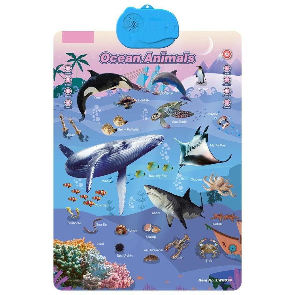 Детский интерактивный звуковой плакат, - Мир океана