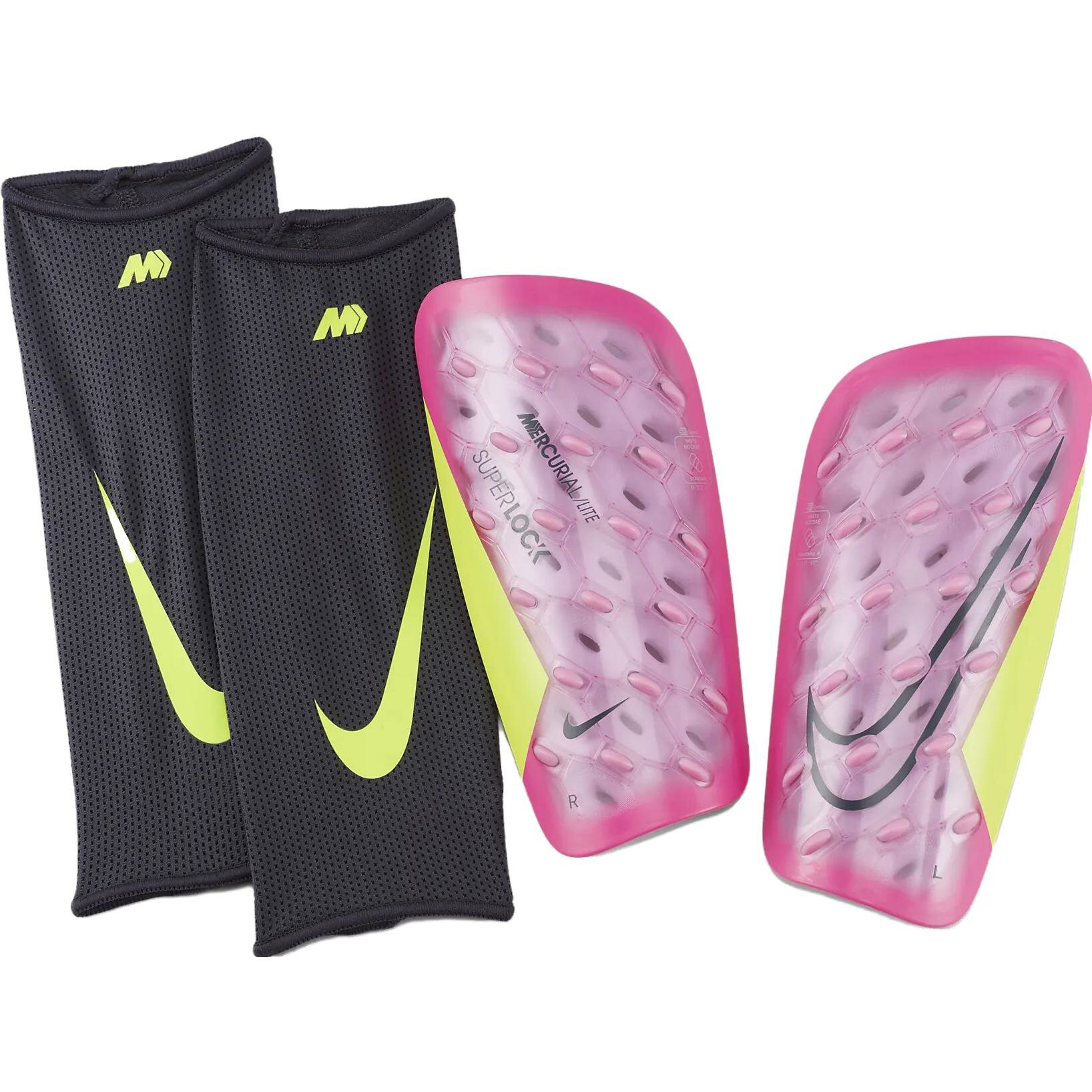 Футбольные щитки унисекс Nike розовые, L EU, цвет: pink spell/neon/grill