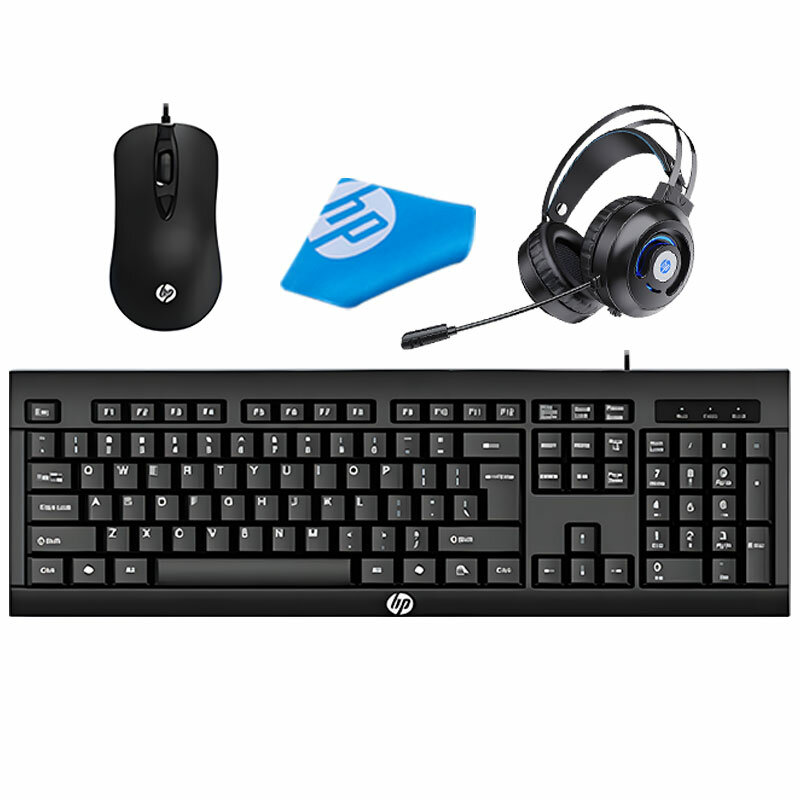 Комплект клавиатуры и мыши HP HUIPU KM100 проводной для дома и офиса, черный