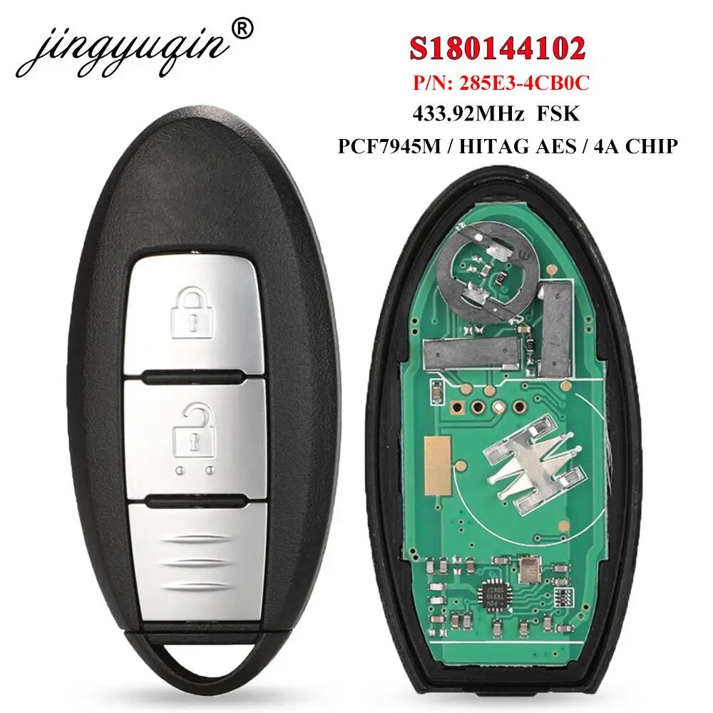 Автомобильный пульт дистанционного управления jingyuqin S180144102 2BTN 433,92 МГц 4A pcf7953M для NISSAN X-Trail Qashqai Pulsar 2014-2017