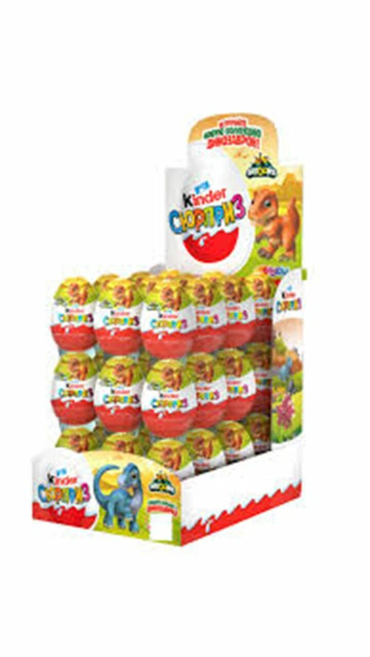 Шоколадное яйцо Киндер Сюрприз Kinder Natoons (Динозавры), 36шт. по 20г.