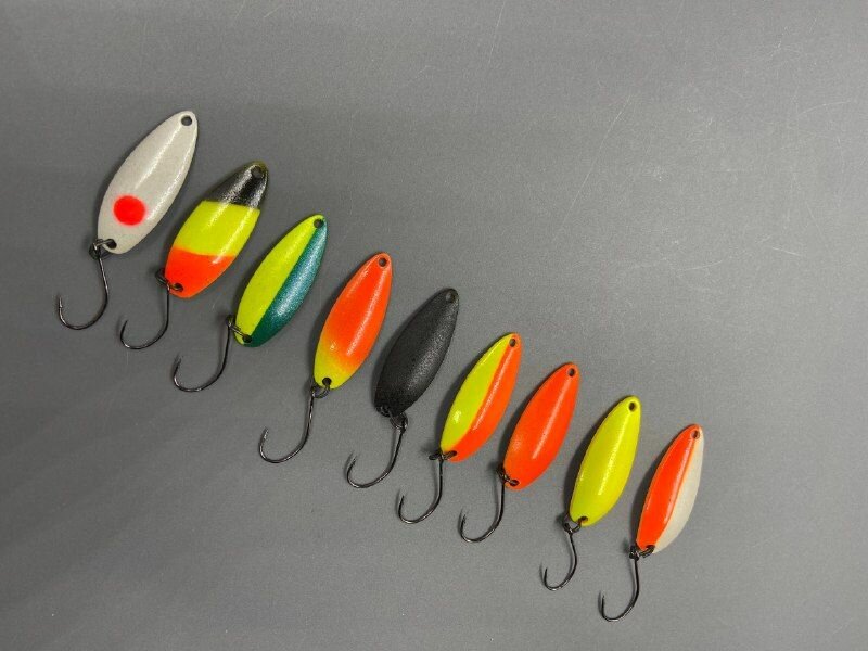 Набор 9штук! Блесна на форель FORЕST PAL 3,6 гр колебалка