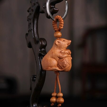 Персонализированные резные подвески из персикового дерева с изображением знаков зодиака: Крыса, Бык, Тигр, Кролик,