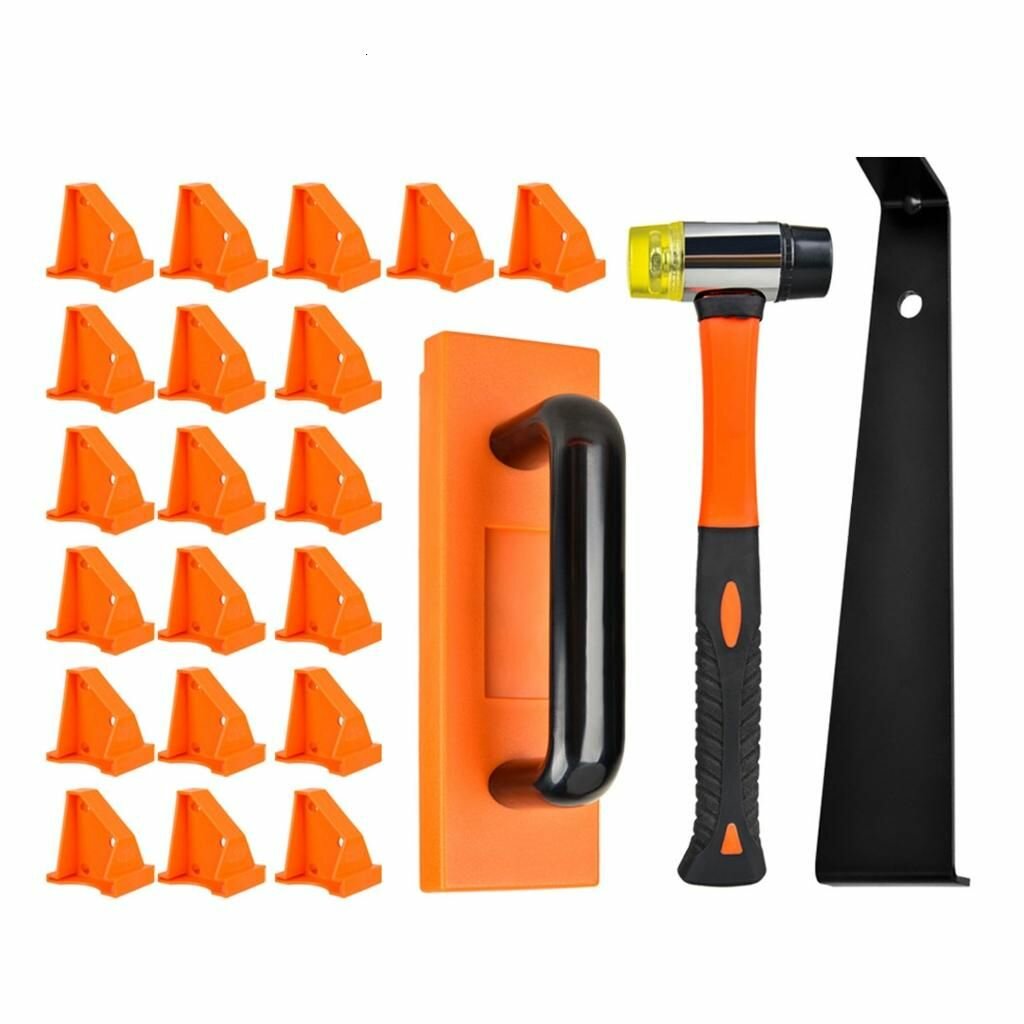 Прочный инструмент для укладки ламината с блоком для простукивания, монтажной лопаткой и распорками, набор из 23 частей