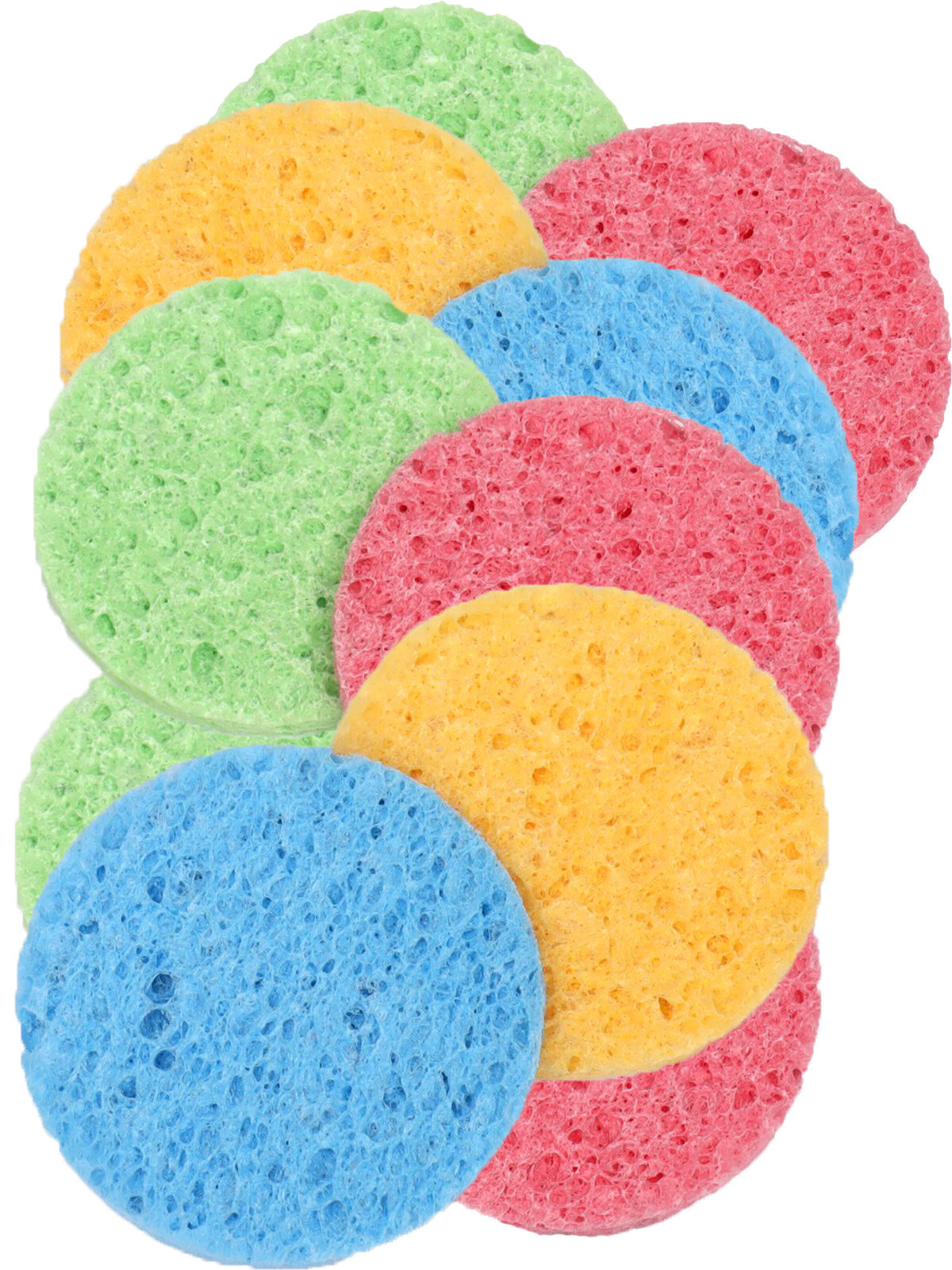 Спонжи для умывания, материал - целлюлоза, цвет - микс, d=7 см, 2 шт х 5 уп