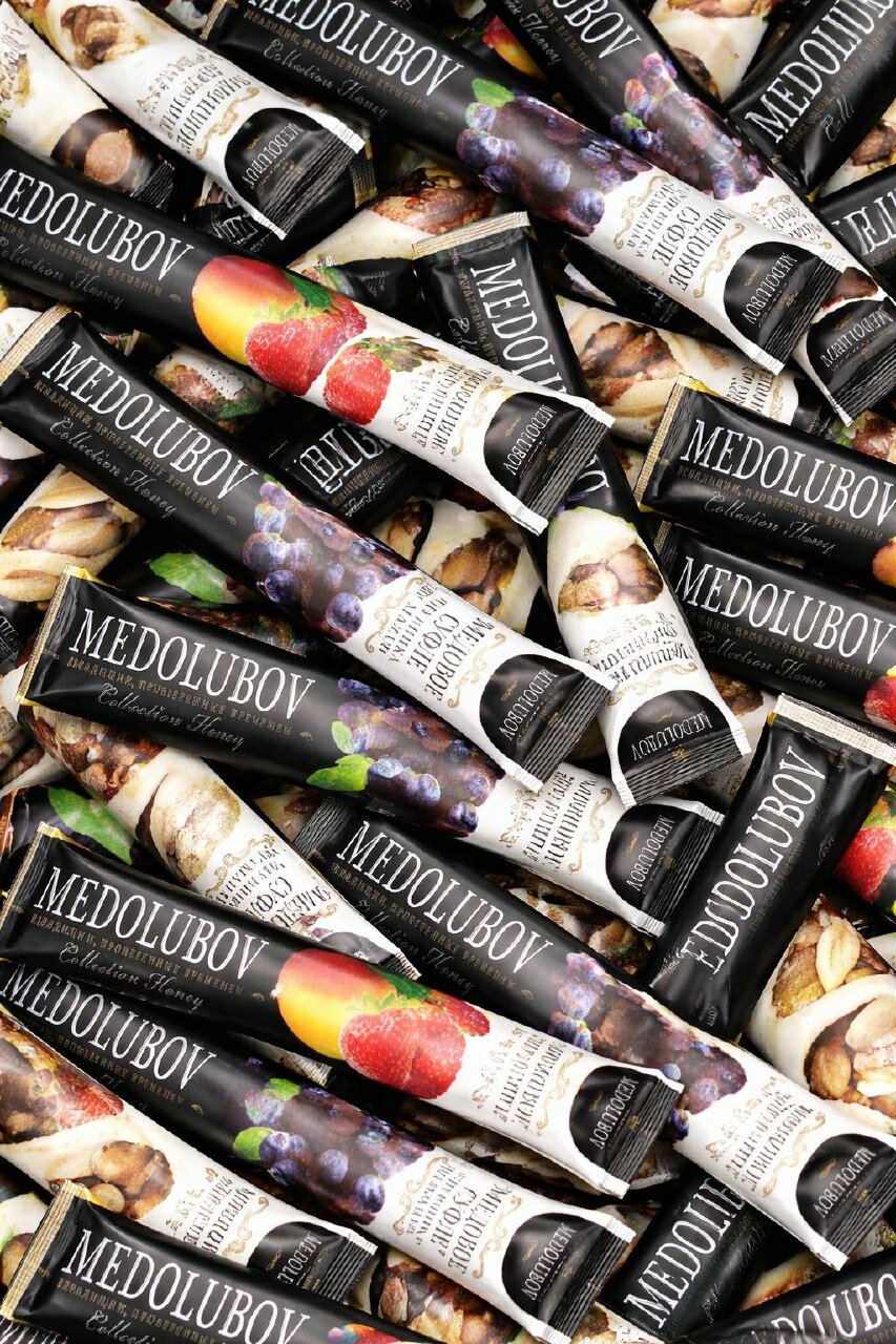 Мед порционный MEDOLUBOV, медовый стик, ассорти случайные вкусы 10г