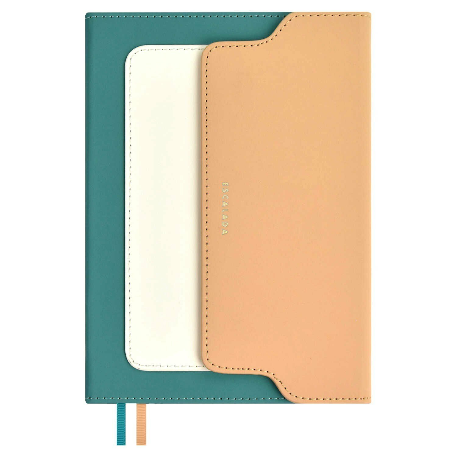 Ежедневник недатированный А5 160 листов "Лейкер" зеленый, белый, бежевый, кожзам, твердый переплет