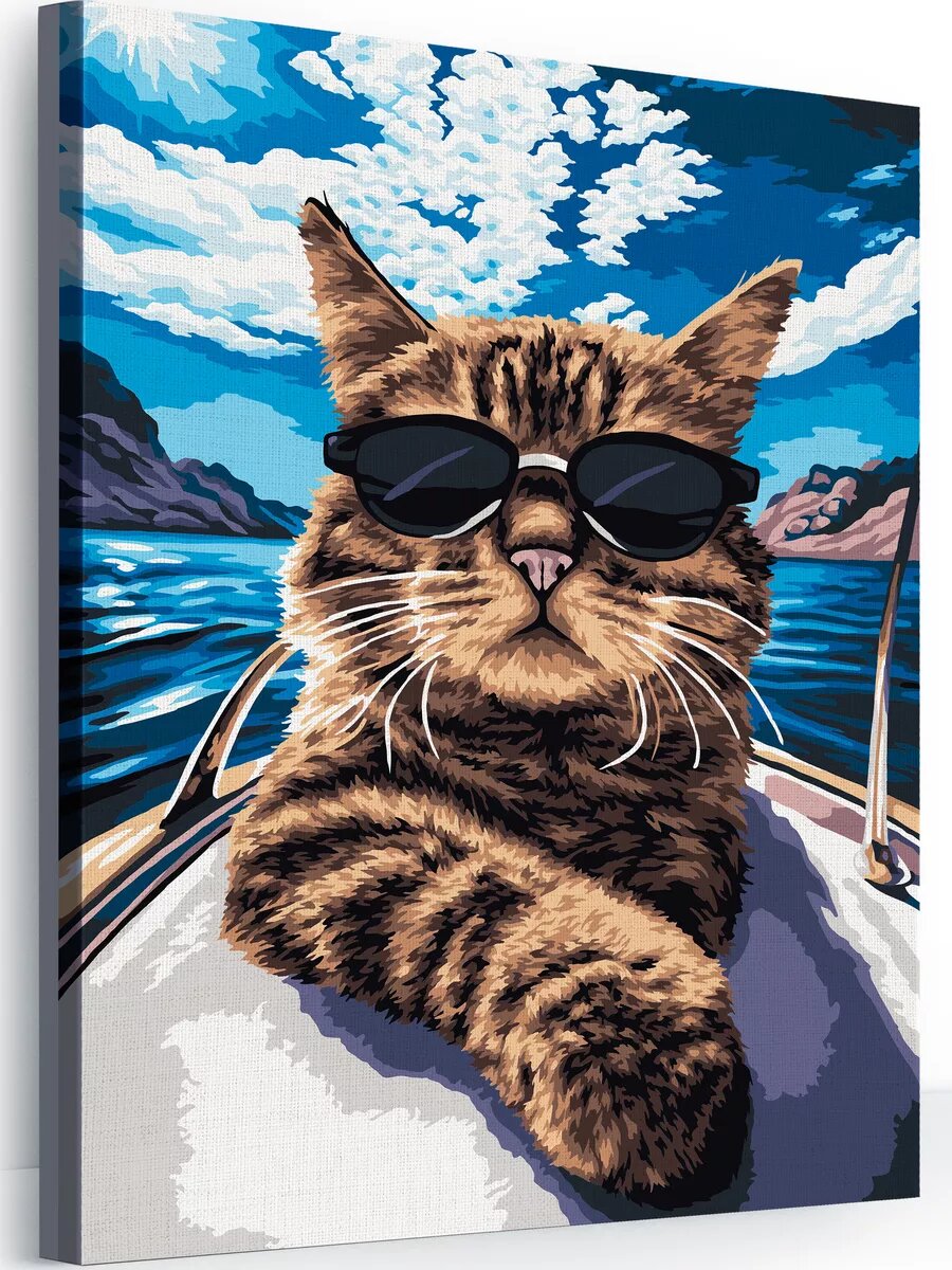 Кот на чиле Картина по номерам на холсте 40х50 см