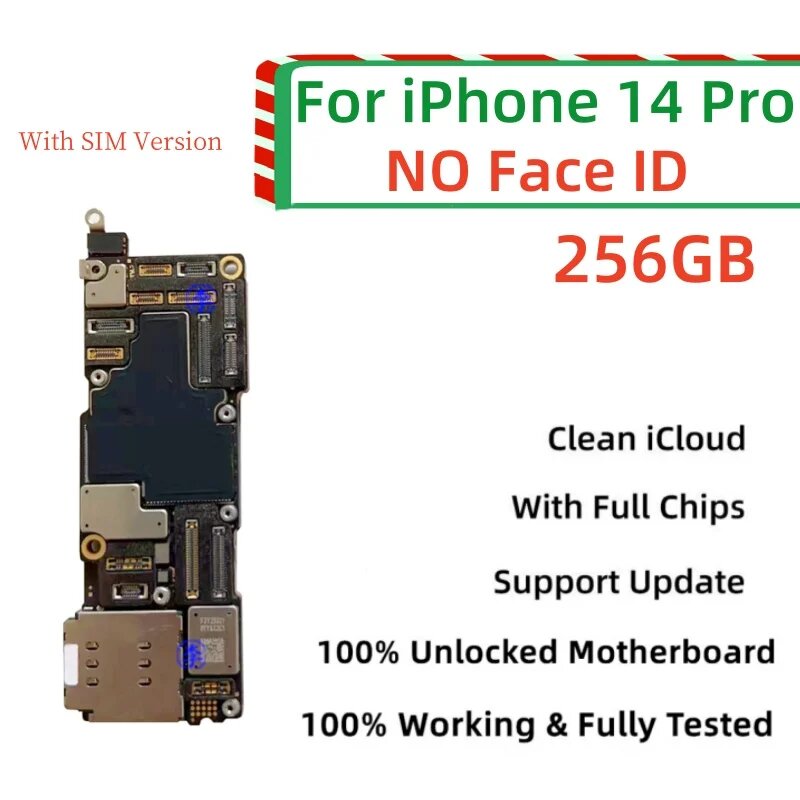 Разблокированная материнская плата для iPhone 14 Pro Max для iphone 14 Plus 14 Pro Clean iCloud E/SIM с материнской платой Face ID SIM14Pro 256g NoFace