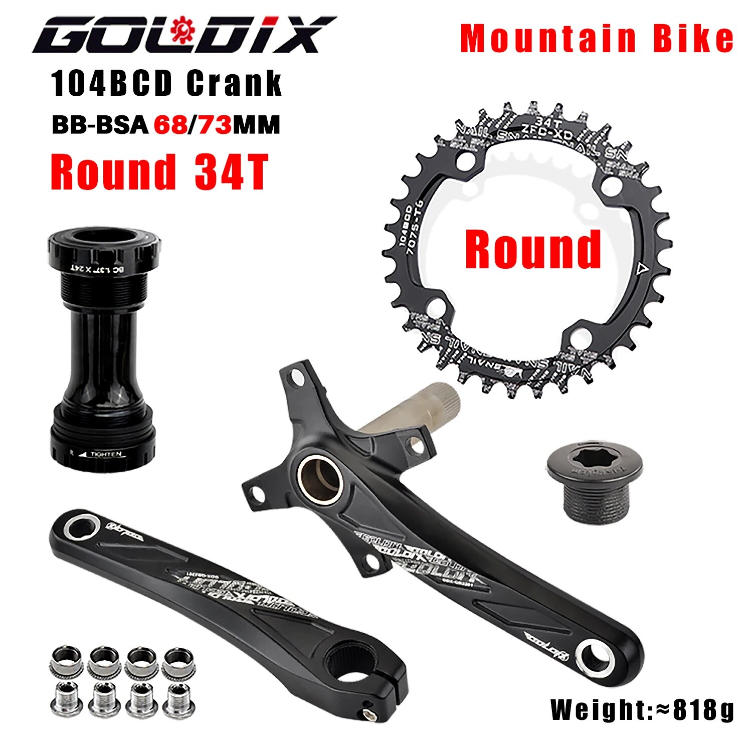 GOLDIX Шатуны 104BCD, 165mm, 34T, Round