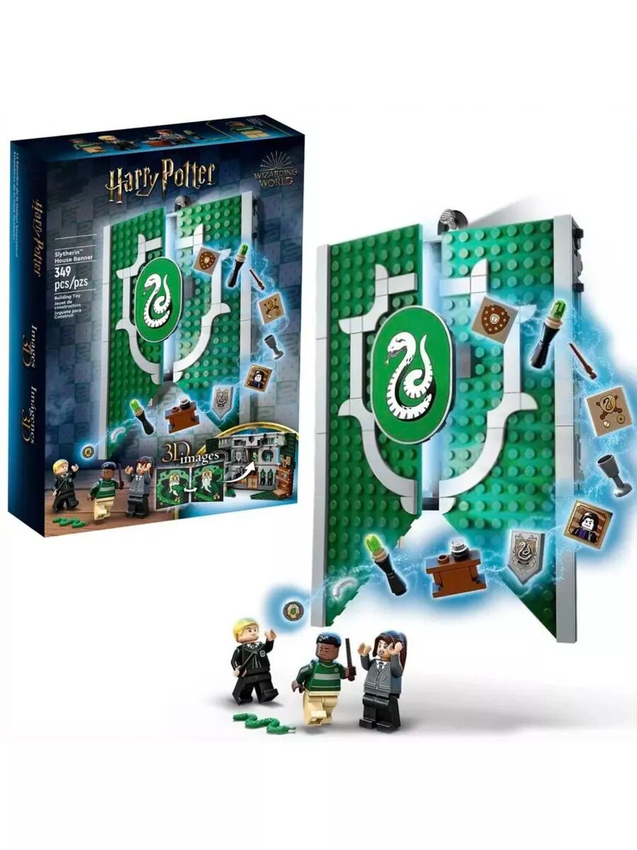 Конструктор Harry Potter Slytherin House Banner, 349 деталей, подарок для детей и взрослых