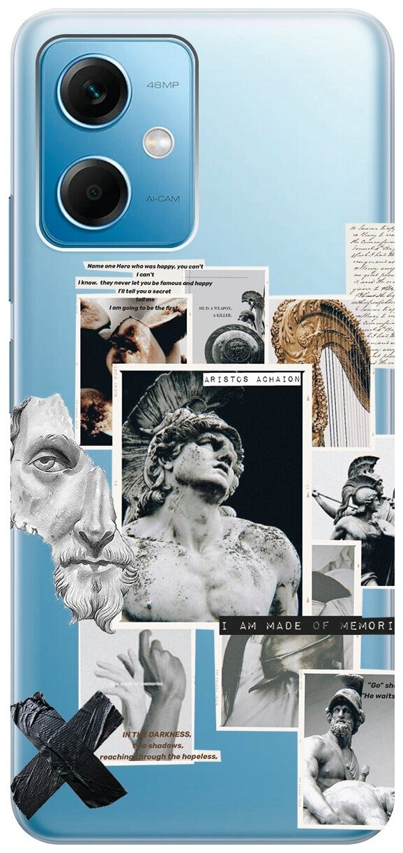 Силиконовый чехол на Xiaomi Redmi Note 12, Сяоми Редми Ноут 12 с 3D принтом "Antique Stickers" прозрачный