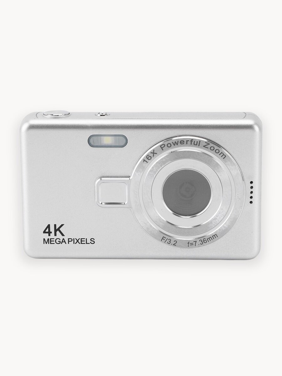 Цифровая фотокамера 12 Мп 1080p с 2,4-дюймовым TFT-экраном, 16-кратным зумом и автофокусом, карманная, для студентов и видеоблогеров, серебристая.