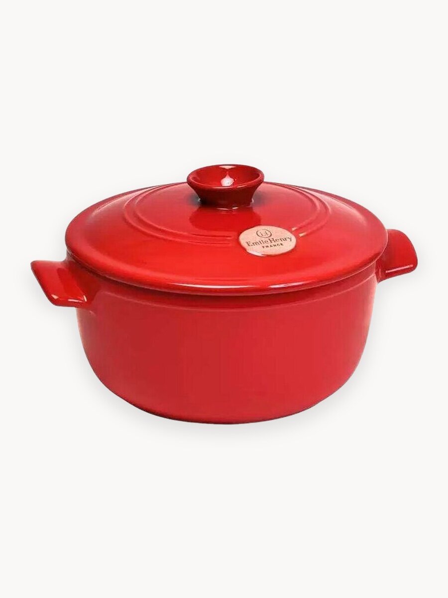 Кастрюля Emile Henry 4 л, цвет гранат, керамическая, с крышкой