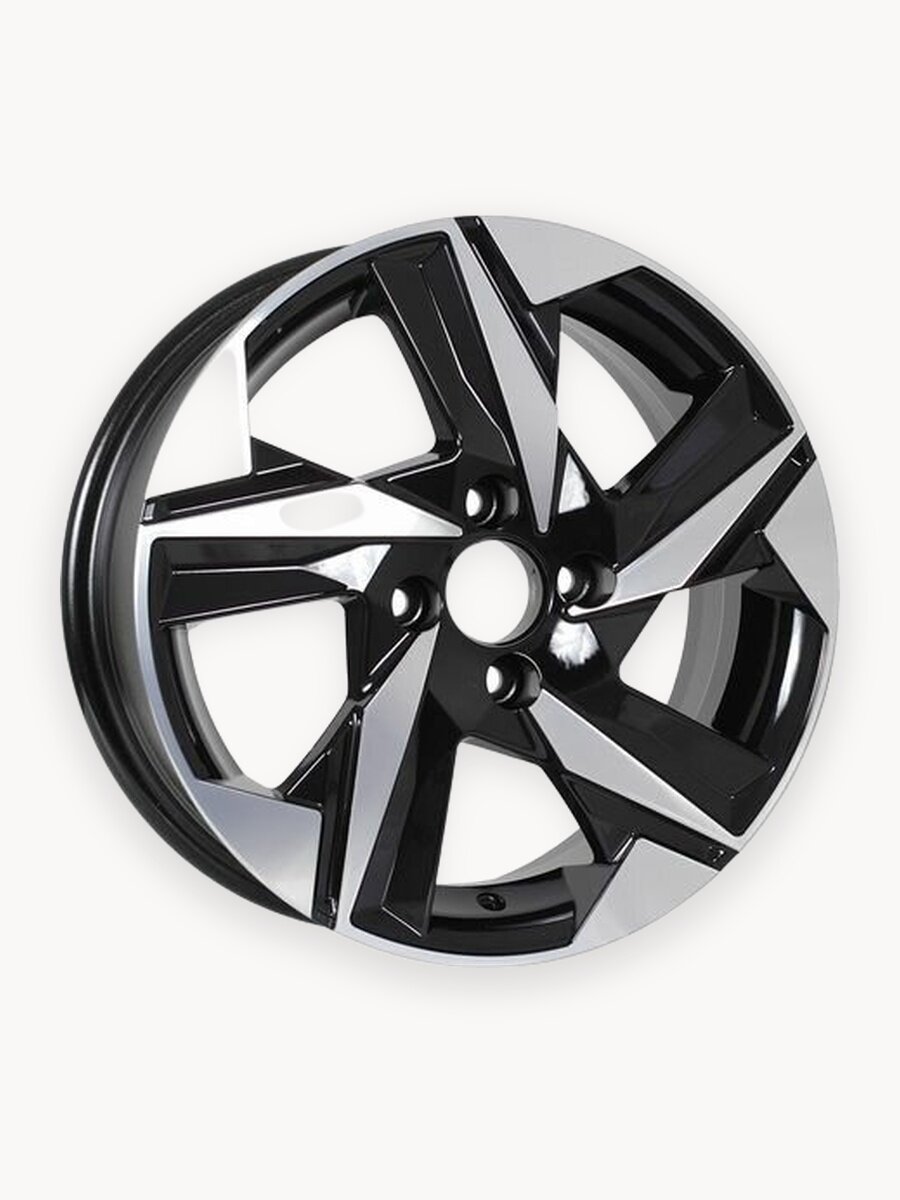 Колесный литой диск KDW KD1520 R15x6 4x100 ET46 CB60.1 Black_Front_Polished