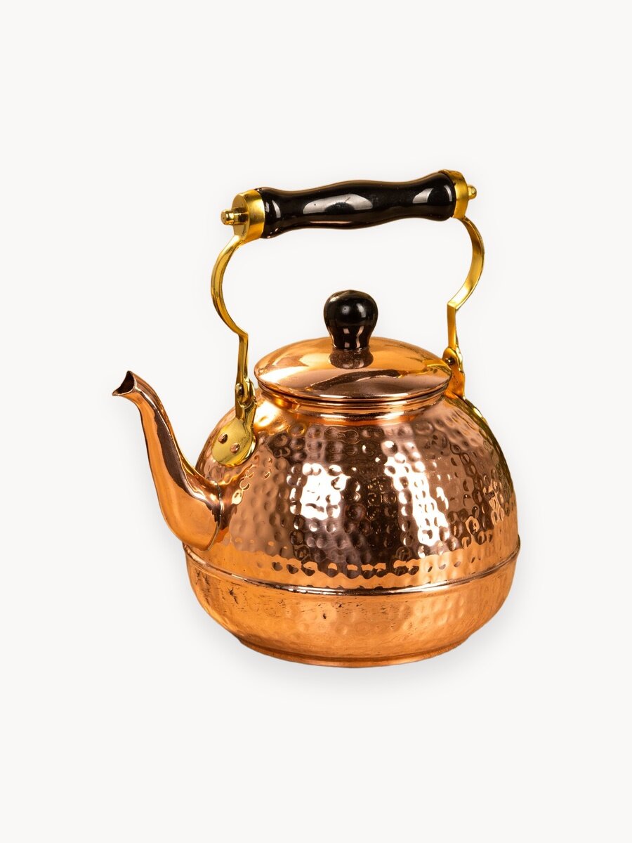 Чайник медный для газовой плиты, 23х18х24 см, латунь, цвет медь