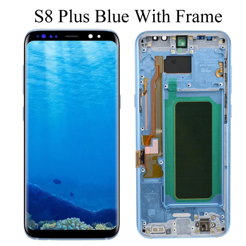 Экран SUPER AMOLED для SAMSUNG S8 PLUS, сменный ЖК-экран с сенсорным Синий, S8 Plus Blue Frame