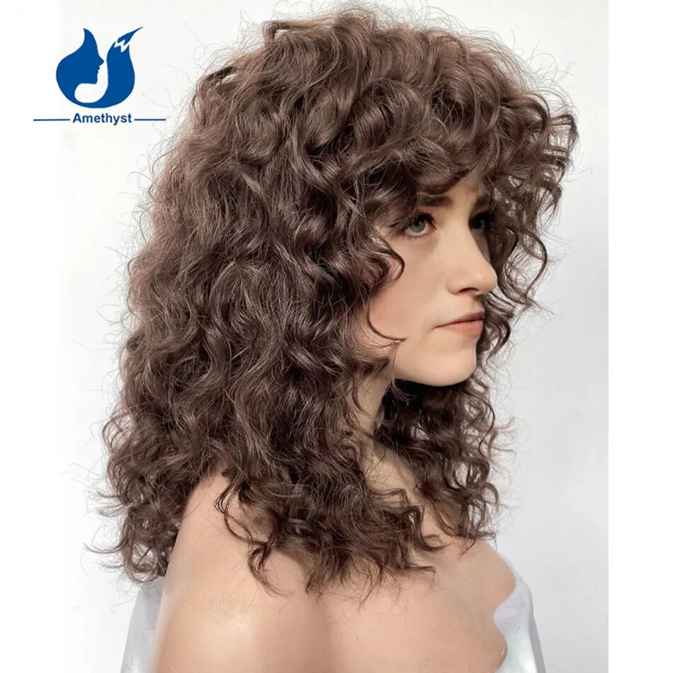 Парик Amethyst Curly Color #3 Brown из натуральных волос 18 дюймов, 180%