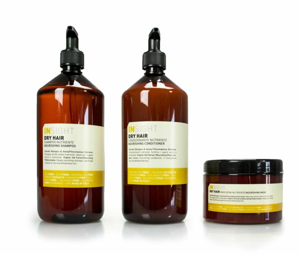 Insight Набор Dry Hair для сухих волос шампунь 900 мл + кондиционер 900 мл + маска 400 мл