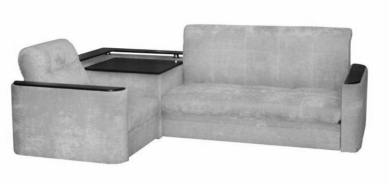 Угловой диван Ливерпуль Серый Велюр, аккордеон, 257х201х93 см, на металлическом каркасе