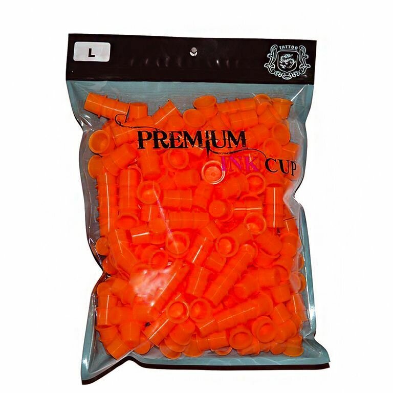 Тату колпачки под краску, eмкости для пигментов, капсы для татуажа Premium ink cup Red 15мм, 400 шт