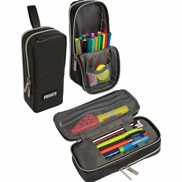 Пенал "deVENTE. Private" 21x9x8 см, прямоугольный вертикальный, 2 отделения (без наполнения)