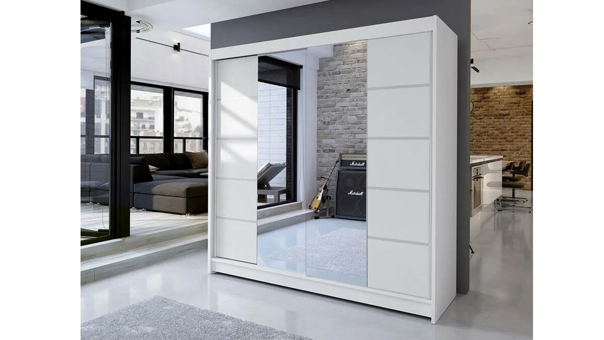 Шкаф-купе Мелисса Белый 101 NW 220*50*220 см GOODFORM Для одежды, в прихожую, в спальню,