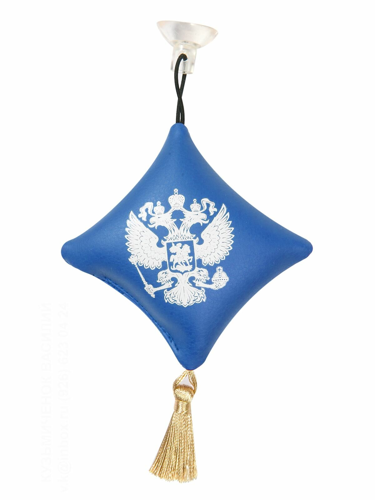 Игрушка вымпел на присоске "Подушка", на стекло автомобиля "герб РФ" Синяя (26558)