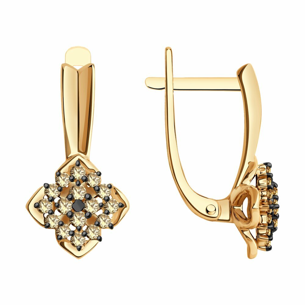 Серьги, золото, 585 проба, бриллиант