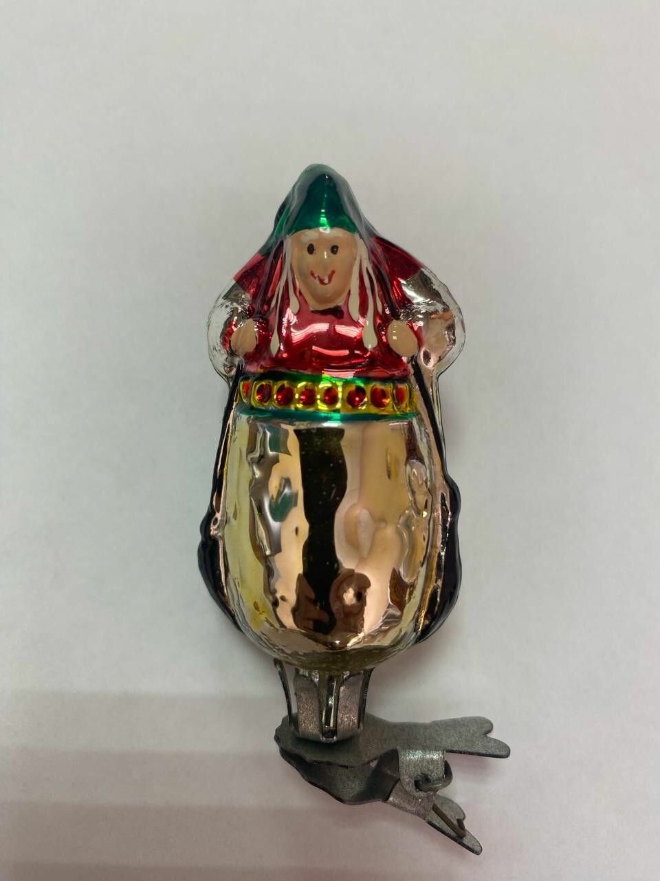 Игрушка на елку Баба Яга в ступе 7см копия 1960