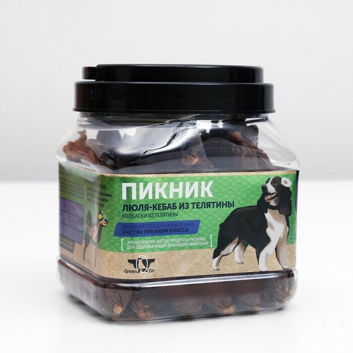 Лакомство для собак Пикник, Люля Кебаб из Телятины, колбаски, 750 грамм, 1 банка
